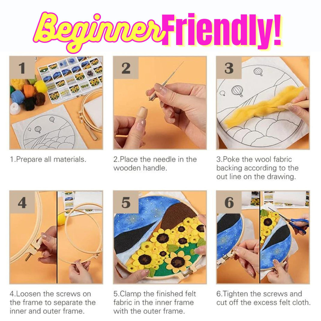 Needle Wool Felt Painting Craft Kits Mountain Scenery - Northern Light ...