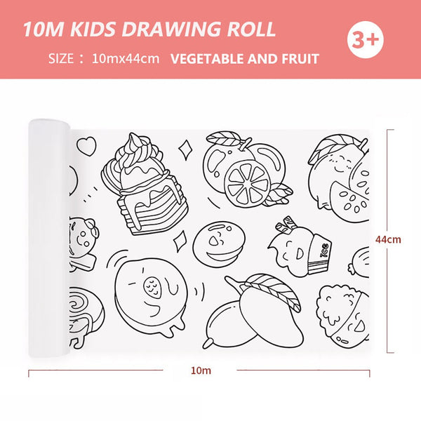 Giant Kids Colouring Paper Roll 44cm*10m - vegetables and fruits ...